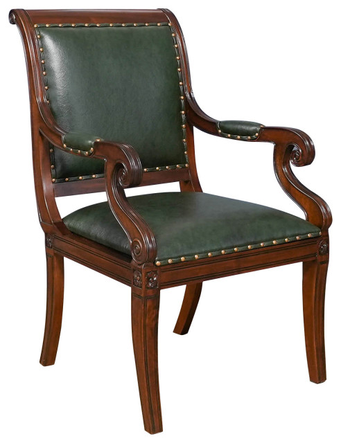 Regency Green Leather Arm Chair - Traditional - Armchairs And Accent ...