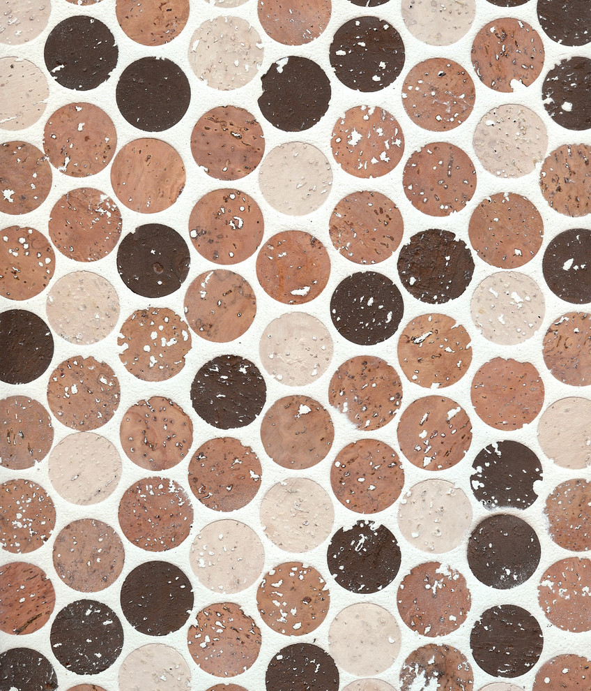 12"x12" Habitus Cork Mosaic Penny Tiles, Set of 24 - Contemporary ...