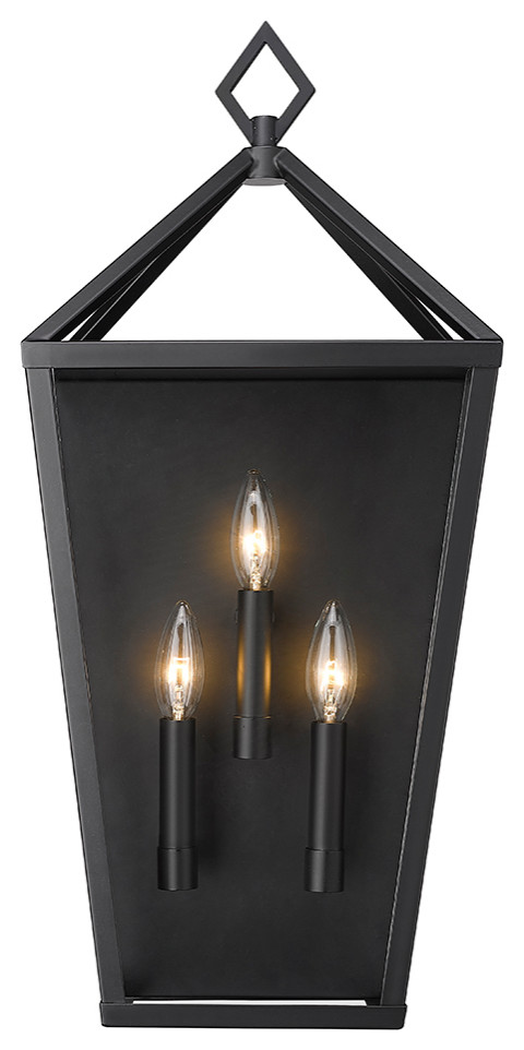 3 Light 24" Powder Coat Black Outdoor - Transitional - Outdoor Wall ...