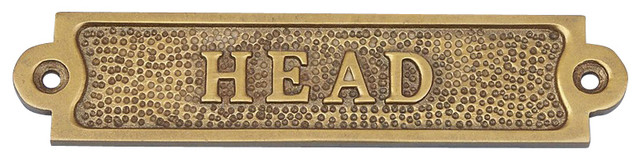 Head Sign, Antique Brass - Beach Style - Novelty Signs - by Handcrafted ...