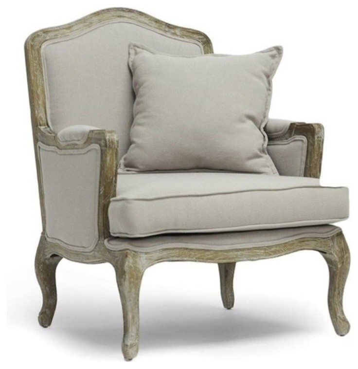 Atlin Designs 18.5'' Rubber Wood/Linen Accent Chair in Beige ...