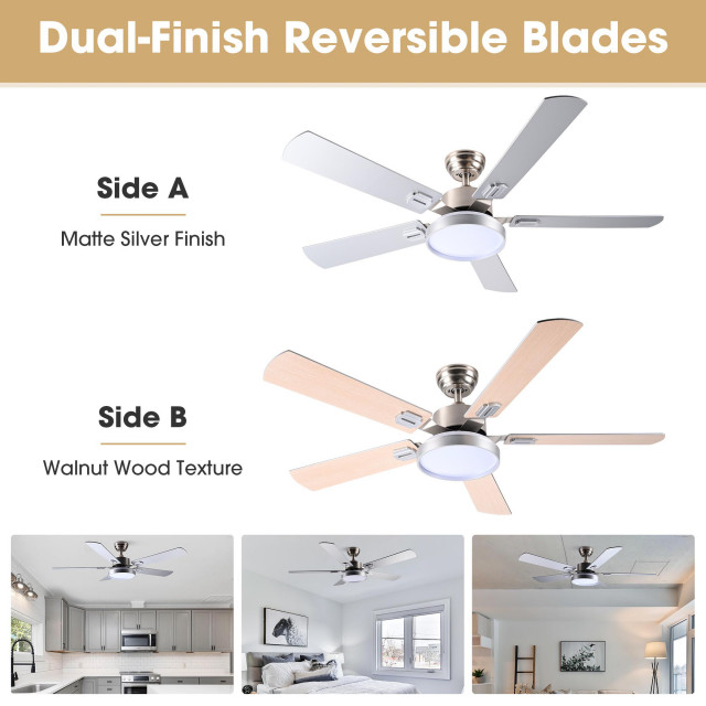 DELight 52" Ceiling Fan with Light Remote Chandelier Lamp 6 Speed ...