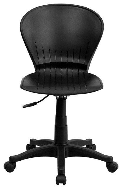 Mid-Back Black Plastic Swivel Task Office Chair, 25"Wx25"Dx30.5"x35.625 ...