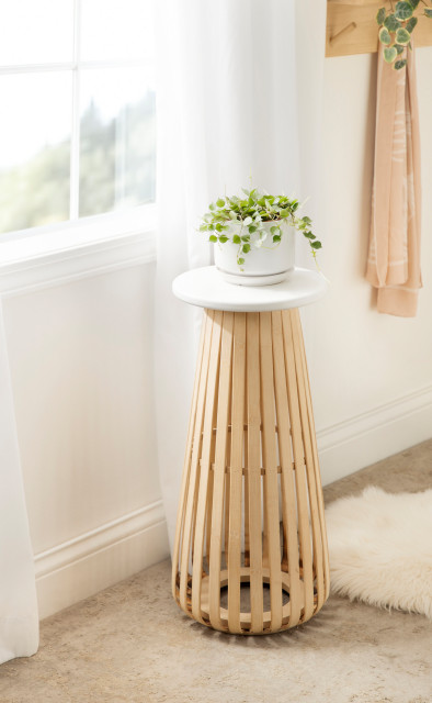 Oren Accent Table, White/Natural 10"x10"x23", 10x10x23 - Coffee And ...