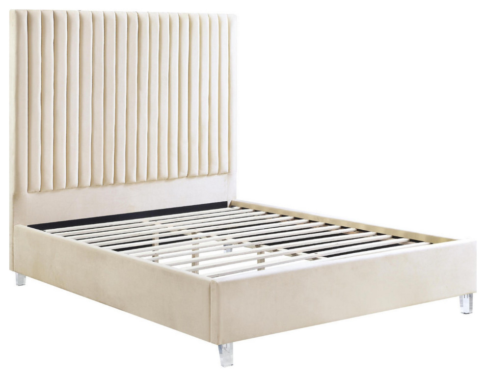 Benzara BM284011 Modern King Size Bed, Channel Tufted Panel Headboard ...