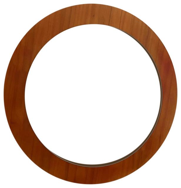 29" Round Wood Wall Mirror - Transitional - Bathroom Mirrors - by ...
