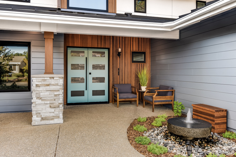 Double Solid Core Front Doors with Glass Panels - Contemporary - House ...