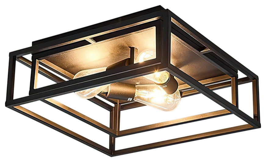 3 Light Black Square Flush Mount - Contemporary - Flush-mount Ceiling ...