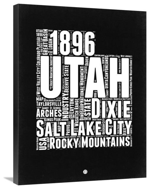 "Utah Black and White Map" Fine Art Print, 24" x 32" - Modern - Prints ...