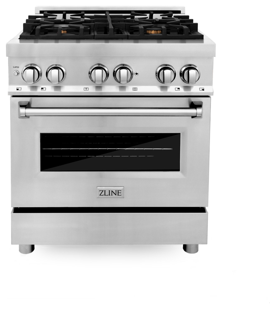 ZLINE 30" Dual Fuel Range, Stainless Steel With Brass Burners RA-BR-30 ...