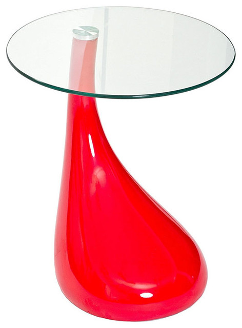 Modern Red Teardrop Side Table, 17.5"Lx17.5"Wx22"H - Contemporary ...