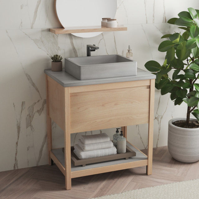 Solace Vanity with Ash Concrete Shelf, Base Only, 30" - Transitional ...