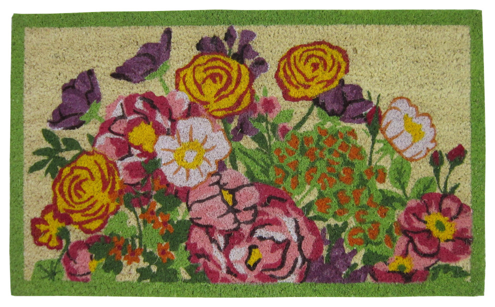 Floral Coir Mat - Contemporary - Doormats - by Peking Handicraft, Inc ...