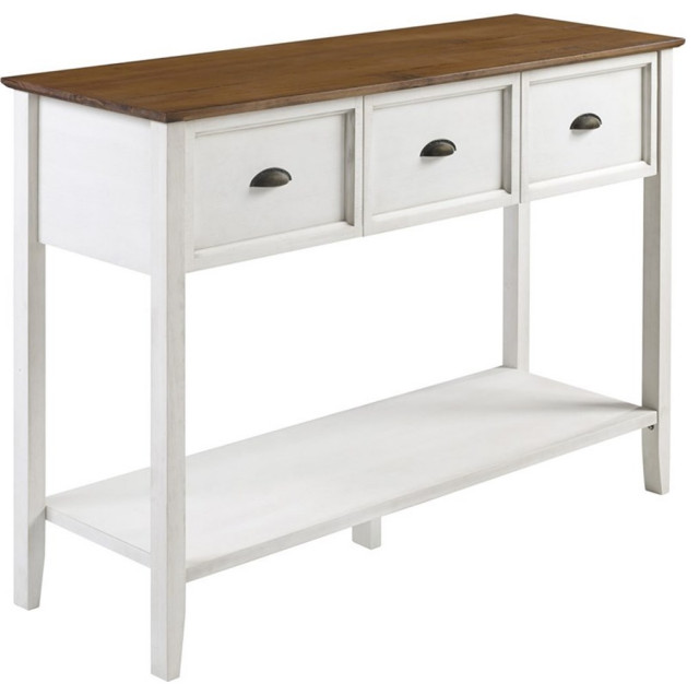 Pemberly Row 3 Drawer Buffet Table in Rustic Oak/White Finish ...