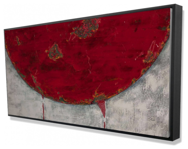Red Half Circle, Framed Print On Canvas, 40" - Contemporary - Prints ...