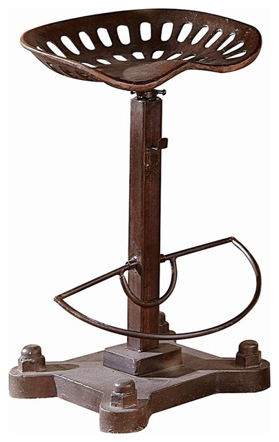 Industrial Style Iron Barstool with Cutout Design, Brown - Industrial ...