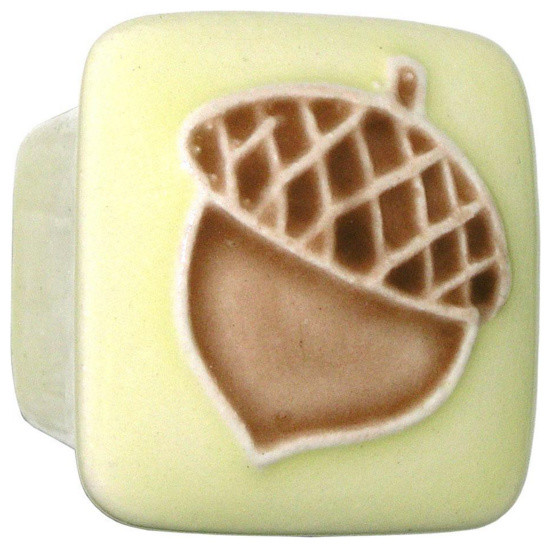 Square Ceramic Acorn Knob, Yellow - Rustic - Cabinet And Drawer Knobs ...