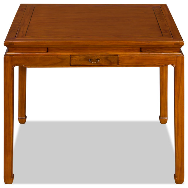 Natural Finish Elmwood Chinese Mahjong Game Table - Asian - Game Tables ...