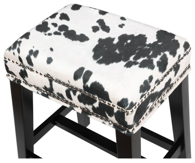 Walt Black Cow Print Bar Stool - Contemporary - Bar Stools And Counter ...