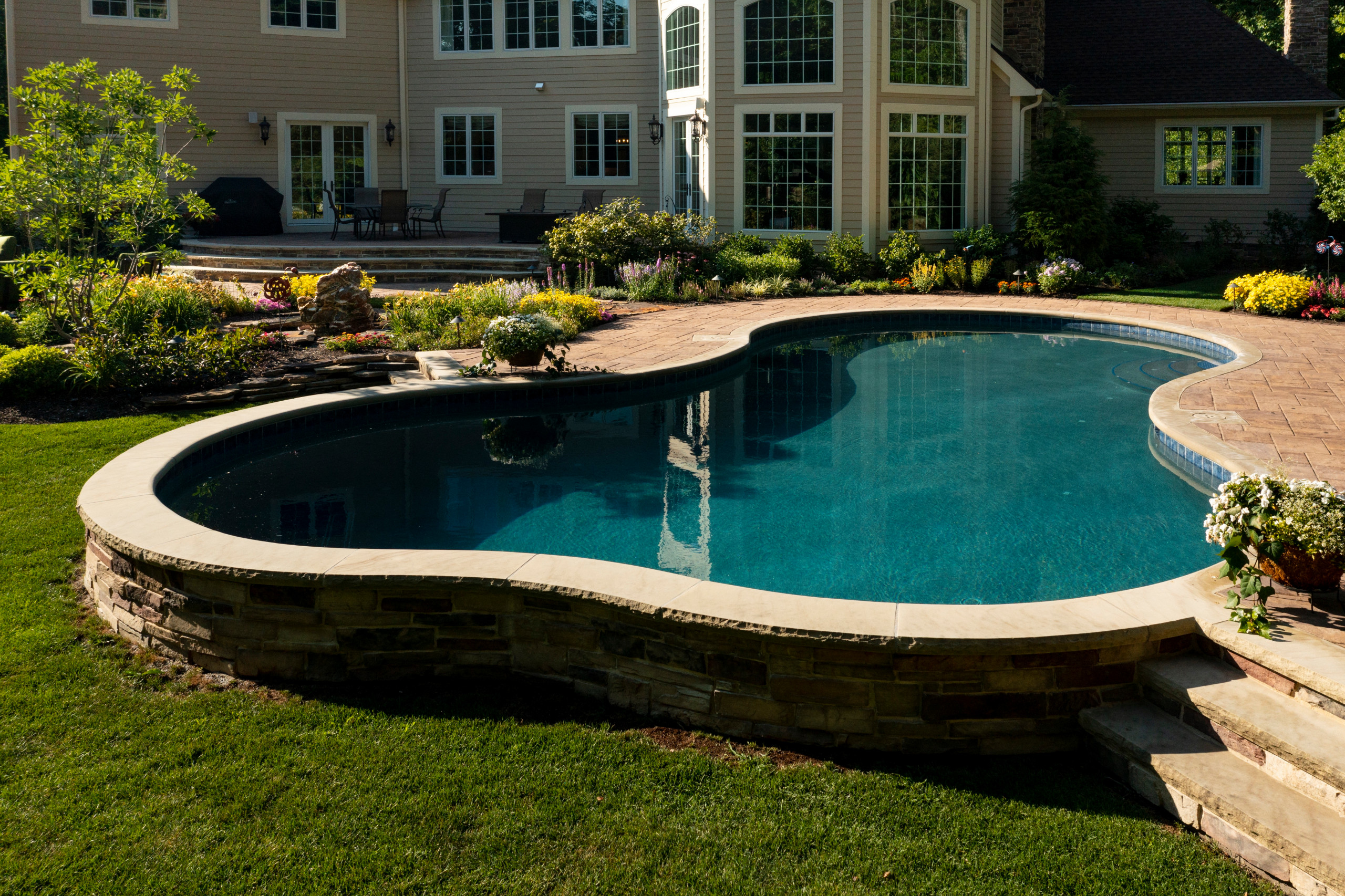 Curvilinear Pool and gardens