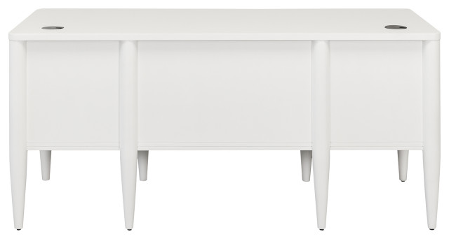 Contemporary Half-Pedestal Desk, Office Desk, Accent Desk, White ...