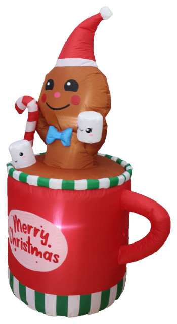 6' Tall Gingerbread Man Cocoa Marshmallow - Traditional - Outdoor ...