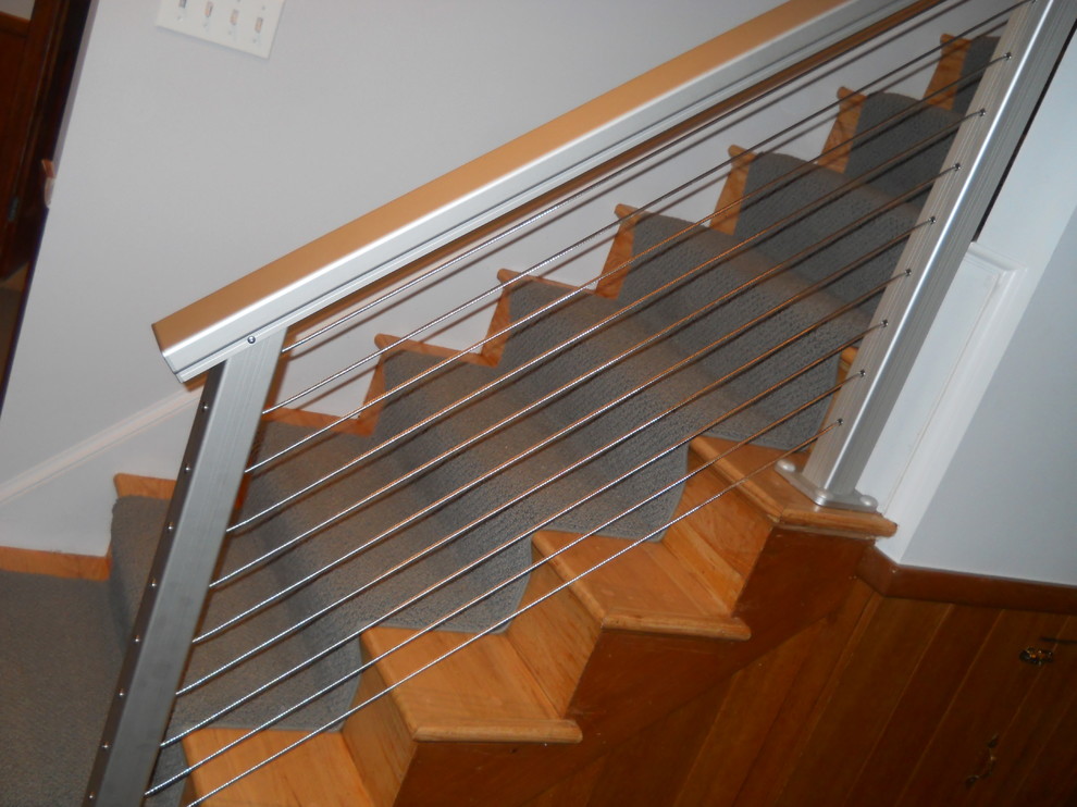 Before & After Basement Cable Railing - Contemporary - Staircase - DC ...