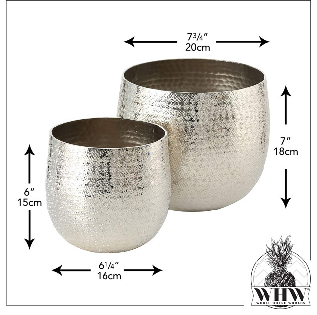Silver Aluminum Cache Pot Set - Contemporary - Indoor Pots And Planters ...