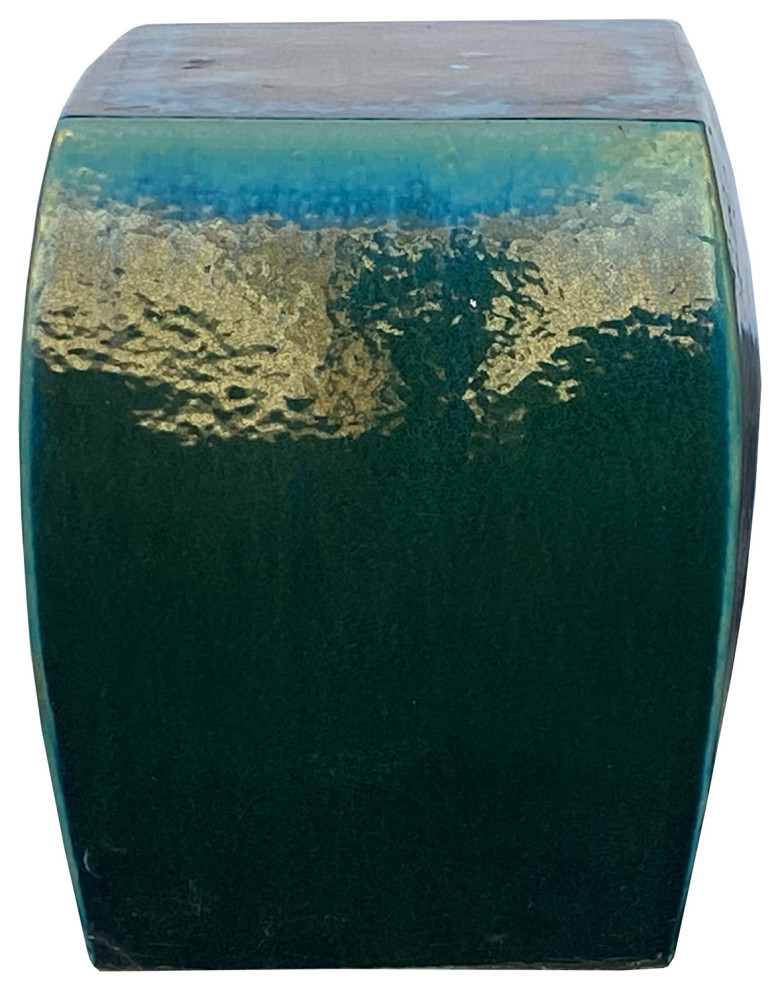 Chinese Ceramic Clay Green Glaze Square Flat Solid Garden Stool Hws918 ...