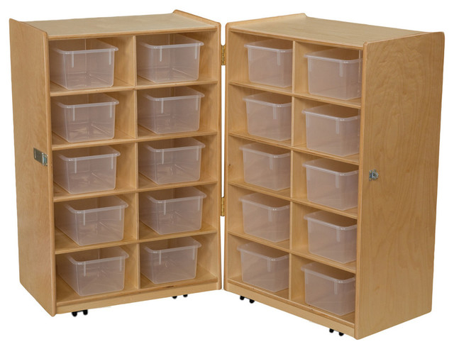 Folding Vertical Storage With 20 Translucent Trays - Contemporary - Toy ...