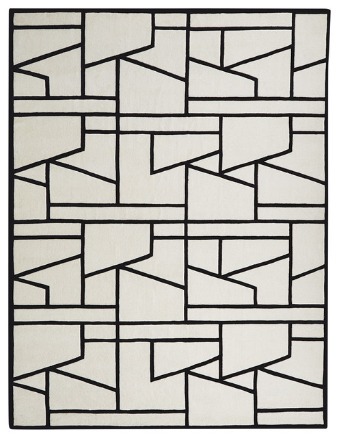Zig Zag Rug, Ivory/Black, 9'x12' - Contemporary - Area Rugs - by GLOBAL ...