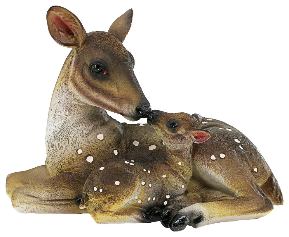Small Mothers Love Doe And Fawn - Rustic - Garden Statues And Yard Art ...