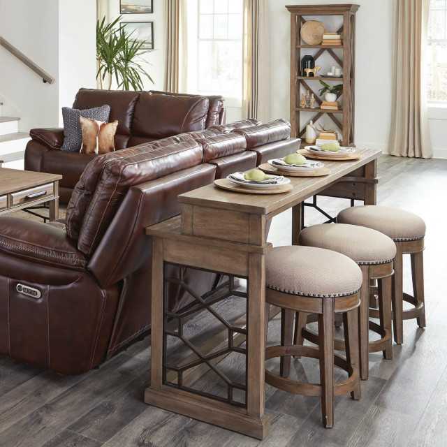 Everywhere Console With 3 Stools - Transitional - Indoor Pub And Bistro ...