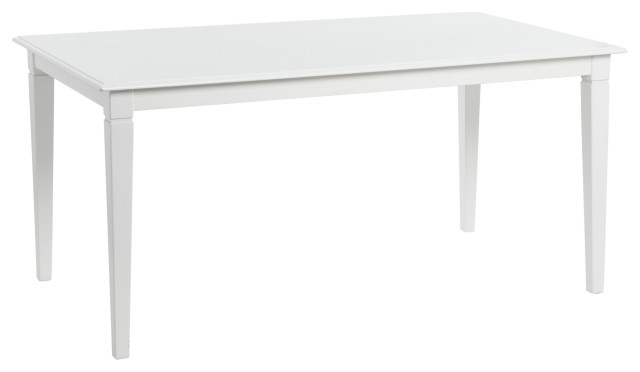 Pleasantville Rectangular Dining Table With Solid Wood Legs, White ...