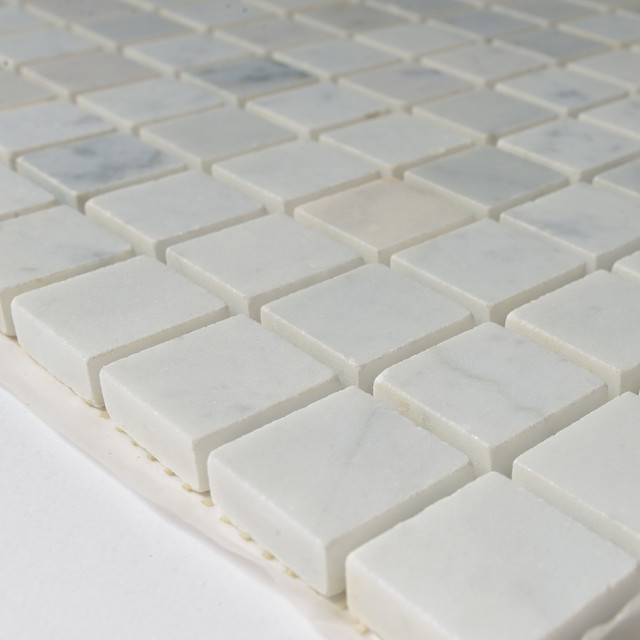 12"x12"Carrara White Marble Mosaic Tile, Square Polished - Traditional ...