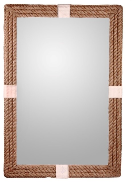 Kenroy Home Roy Wall Mirror, Natural Rope With Canvas Stripe, 60207 ...