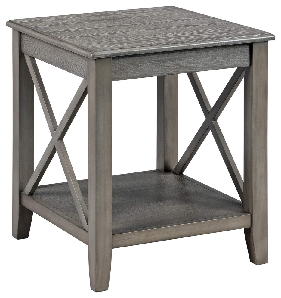 Farmhouse End Table, X-Shaped Sides With Bottom Open Area & Square Top ...