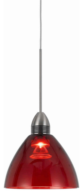 9W Dimmable LED Round Glass Shade Pendant Lighting with Canopy, Red ...