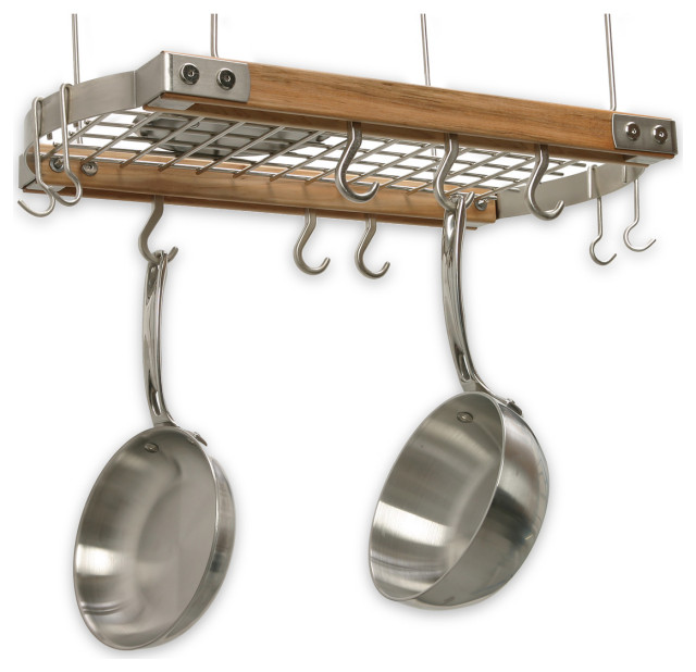 J.K. Adams Maple Wood Oval Ceiling Pot Rack, 24 Inch - Transitional ...