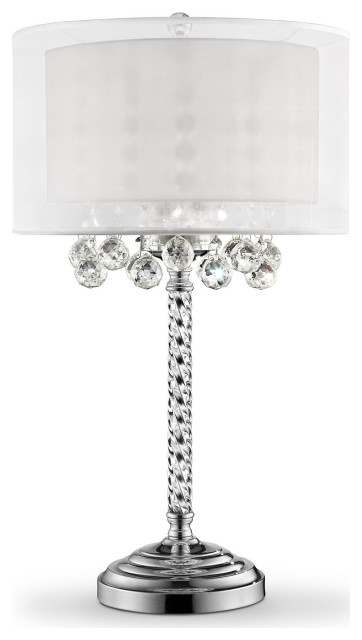 Chic Silver Tall Table Lamp with Crystal Accents and Silver Shade ...
