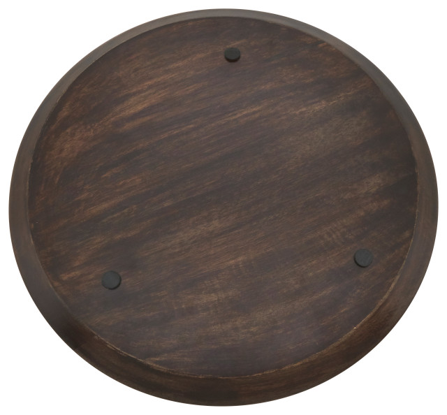 Round Table Chargers With Dark Wood Design, Set of 4 - Rustic - Charger ...