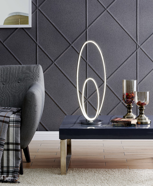 Milan Table Lamp Integrated LED Strip & Touch Dimmer, Chrome - Modern ...