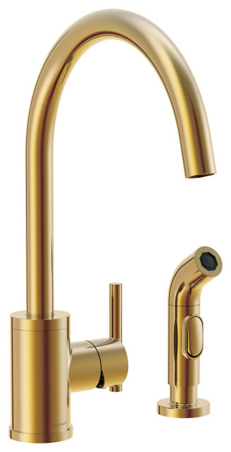 Parma Single Handle Kitchen Faucet w/ Spray - Contemporary - Kitchen ...