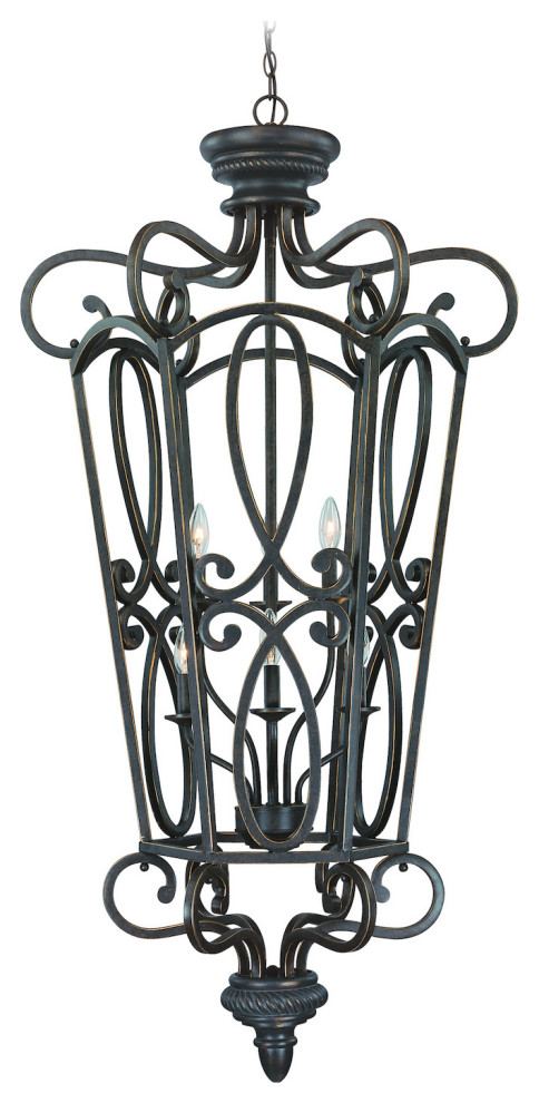 25236-MB 6-Light Mocha Bronze Open Frame Foyer Hall Fixture, 28.00 ...