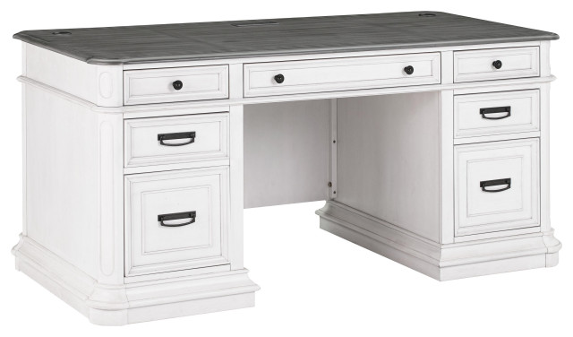 Roanoke White Executive Desk - Transitional - Desks And Hutches - by ...