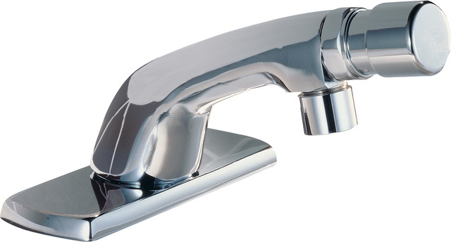 Delta 0.5 GPM Single Push Button Handle Metering Faucet, Polished ...