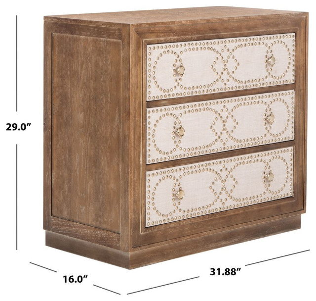 Safavieh Kenta 3 Drawer Chest, Rustic Oak/Beige, #N/A - Farmhouse ...