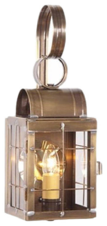 Colonial Entry Lantern, Weathered Brass - Traditional - Outdoor Wall ...