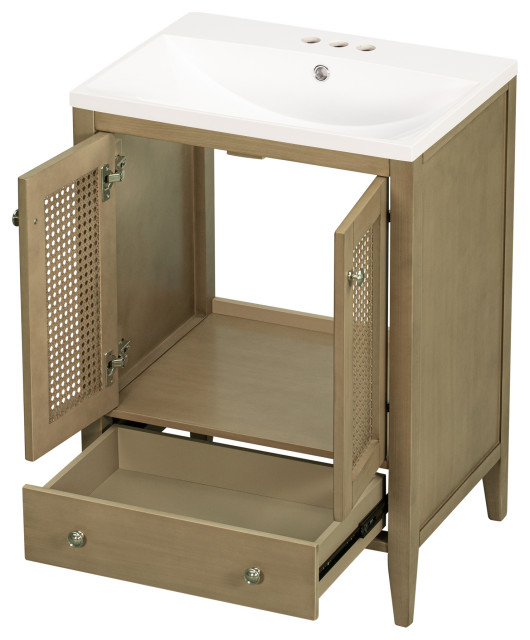 MDF Freestanding Bathroom Vanity Set with Drawer,Doors and Integrated ...