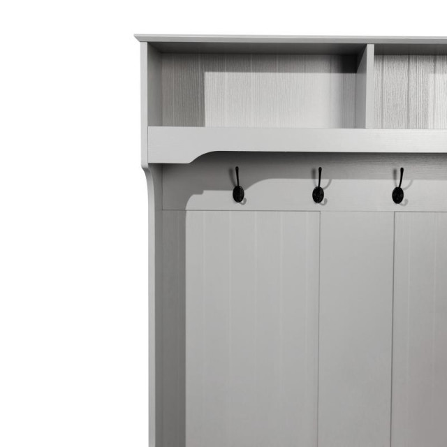 Fraser 40" Double Door Storage Bench, Coat Rack and 2 Upper Storage ...